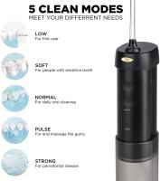 China IPX7 USB-C Rechargeable Water Flosser Oral Irrigator 200ML 5 Nozzles 5 Modes for sale