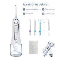 China Cordless Waterproof Rechargeable Ultrasonic Water Flosser 300ml IPX7 5 Modes for sale
