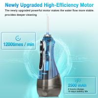 China OEM Rechargeable Ultrasonic Water Flosser with 300ml Tank, 2500mAh Battery, 5 Pressure Modes 40-110PSI for sale