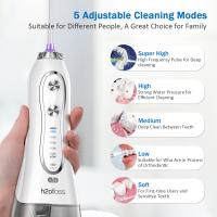 China Ultrasonic Water Flosser HF-6 with 2500mAh Battery, 300ml Tank, 5 Modes & IPX7 Waterproof for sale