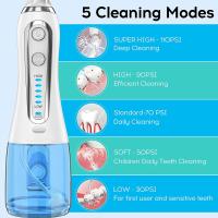China 300ml Cordless Rechargeable Electric Dental Water Flosser IPX7 5 Modes 6 Nozzles for sale