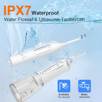 China 2-in-1 Electric Sonic Toothbrush Oral Irrigator Combo with Battery Power and Multiple Cleaning Modes for sale