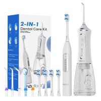 China 2-in-1 Electric Sonic Toothbrush Oral Irrigator Combo with Battery Power and Multiple Cleaning Modes for sale
