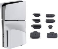 China PS5 Slim Console Dust Plug 8in1 Silicone Protector Set Black Game Console Accessories for sale
