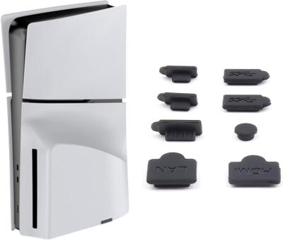 China PS5 Slim Console Dust Plug 8in1 Silicone Protector Set Black Game Console Accessories for sale