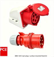 China Original Brand New PCE Industrial IP44 Plastic Waterproof Explosion-Proof Plug Socket 380V 32A for Industrial Workshop for sale