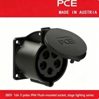China Austrian Imported PCE Brand Industrial Plug Socket and Connector with Plastic for Stage Lighting Series 380V 16A 5-Pin for sale