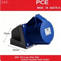 China Brand New PCE Industrial Plastic Plug with Socket 220V-32A-3-Core-IP44-Typ123 for sale
