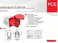 China Austrian PCE Industrial Plug Surface-Mounted Socket Three-Phase Four-Wire Equipment 380V-32A-4-Pin-IP44-124 for sale