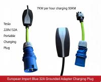 China Portable Tesla Industrial Ground-Free Blue Fast Charging Plug | 220V 32A 7KW | Wall-Mounted Fast Charging Box Original Brand New for sale