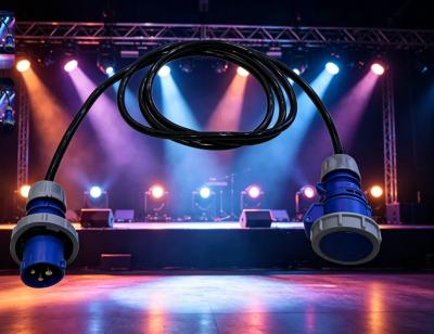 China PCE Industrial Plug Connector Extension Power Cord IEC C19 230V 16A 3-Core IP67 3 Outlets 2.5mm Stage Lighting Cable for sale