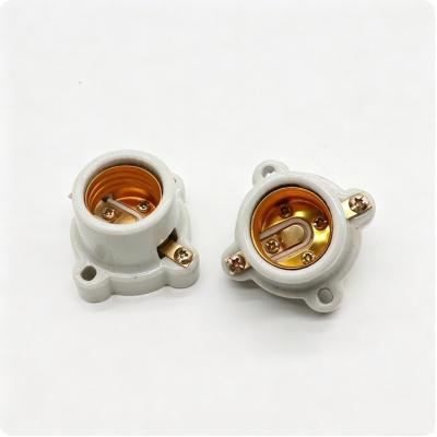 China Marine Screw-type E27/E26 Ceramic Lamp Holder, Plum 517-3 Copper High-temperature Resistant Flat  Base for sale