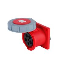 China Flush Mount Straight Angled Industrial Plastic Waterproof Plug 380V 63A 5-Pin IP67 Model 1 Outlet for sale