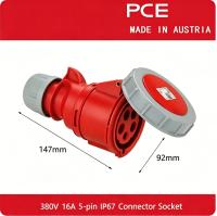 China PCE Industrial Waterproof Plug with Socket Butt-type Female Welding Connector 380V-16A-5 Core IP67 Plastic Standard Grounding for sale