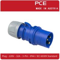 China Original Brand New PCE Typ 023 Industrial Plug with Socket Connector | 32A 250V 3-Pin IP44 Plastic | Austrian Import for sale