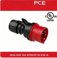 China PCE Industrial Plastic Plug and Socket American Standard for Specification-415V-30A-5-Core (4P5W)-IP44-1 Outlet for sale