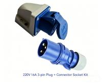 China Austrian Imported PCE Industrial Waterproof Plastic Plug with Socket 220V 16A 3-Pin IP54-Model 113 for sale