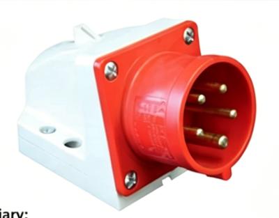 China PCE Reverse Fixed Industrial Waterproof Plastic Plug with Socket Welding Machine Plug 380V-32A-5-Pin-IP44-Typ 525 for sale