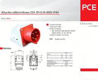China PCE Reverse Fixed Industrial Waterproof Plastic Plug with Socket Welding Machine Plug 380V-32A-5-Pin-IP44-Typ 525 for sale