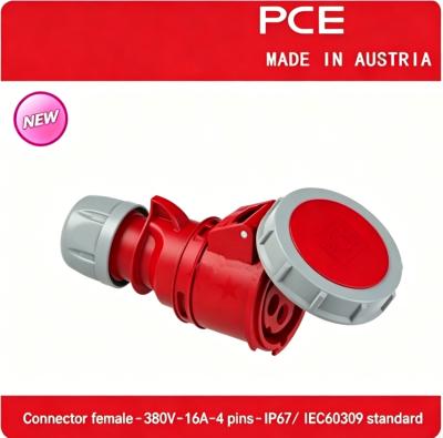China PCE Industrial Waterproof Tunnel Connector Welding Machine Socket 380V-16A-4 Core-IP44- Typ2142 for sale