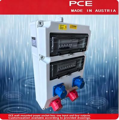 China PCE Wall-mounted Industrial Plastic Power Distribution & Inspection Socket Box 380V/32A 1-in 1-out Power Inspection Unit for sale