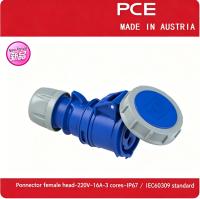China PCE Plastic Plug Female Industrial Connector Mobile Socket 220V-16A-3-Core-IP67-Typ2132 for sale