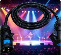 China PCE Industrial IEC Plug Connector Extended Power Cord 230V 32A 3-Core Stage Lighting Extension Cable for sale