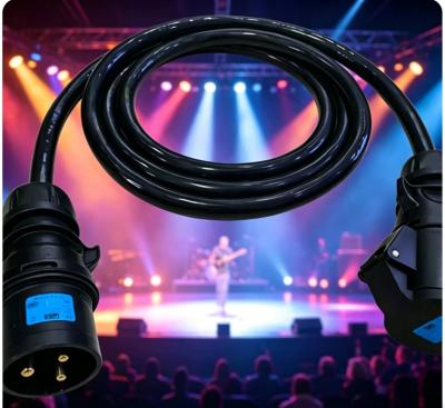 China PCE Industrial IEC Plug Connector Extended Power Cord 230V 32A 3-Core Stage Lighting Extension Cable for sale