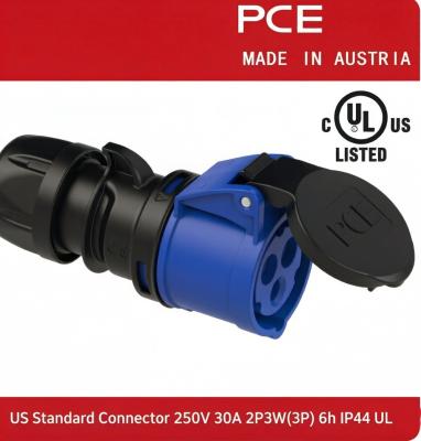 China PCE Industrial Plug and Socket with Plastic Housing American for Standard 230V-30A-3-Core (2P3W)-IP44 for sale