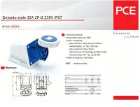China PCE Industrial Waterproof Explosion-Proof Exterior Surface-Mounted Fixed Socket 220V-32A-3 Pin-IP67- Typ1232 for sale