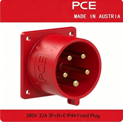 China Austria-Imported PCE Industrial Waterproof Shore Power Flush-Mounted Panel Plug, 380V-16A/32A, 5-Core, IP44 for sale