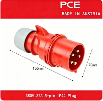 China Original Brand New Original Austrian Imported PCE Industrial Connector Plug and Socket 380V-32A-5 Pin-IP44-Typ225 for sale