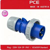 China PCE Industrial Plastic Waterproof Dustproof Explosion-proof Outdoor Power Distribution Plug Socket 220V-32A-3 Core IP67 0232 for sale