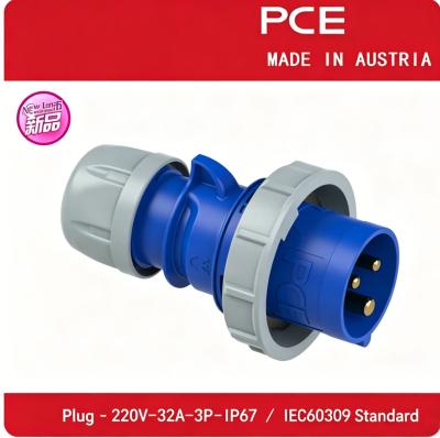 China PCE Industrial Plastic Waterproof Dustproof Explosion-proof Outdoor Power Distribution Plug Socket 220V-32A-3 Core IP67 0232 for sale