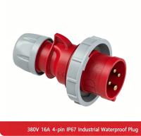 China PCE Industrial Plastic Waterproof Plug Socket Three-Phase Four-Wire Welding Machine Plug 380V-16A-4-core-IP67-Typ0142 Cuzn for sale