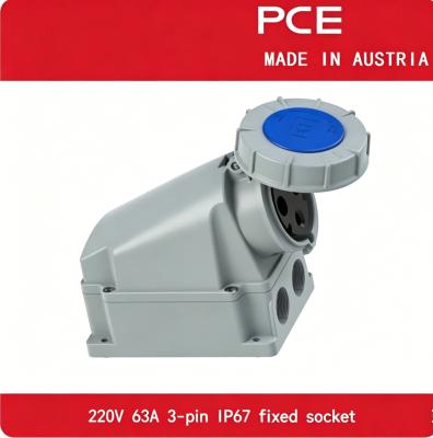China PCE Industrial Waterproof Dustproof Explosion-proof Outdoor Power Distribution Plug 220V-32A-3 Core IP67 Plastic Model 0232 for sale