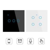 China UK EU 4 Gangs Touch Screen Smart Switch Panel Wireless Light Switch for sale