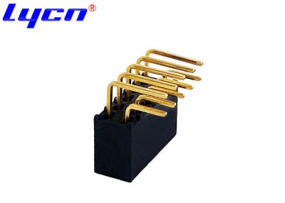 China Concave Bending Right Angle 2mm Female Header Black Insulation Gold Flash for sale