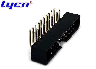 China Right Angle Box Header Connector 2.54mm Phosphor Bronze LCP 30％ GF UL94V-0 for sale