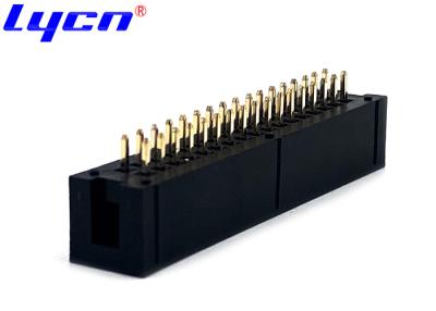 China Straight 10 Pin Box Header 2.54mm Pitch 3.0 AMP LCP Black UL94V-0 for sale