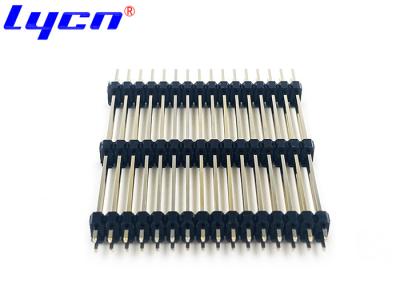 China DIP Male Pin Header Connectors 2.54 Mm Pitch Gold Flash Triple Plastic Bodies for sale