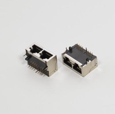 China High Standard RJ45 Network Connector Double Layer With LED Lamp Custom for sale