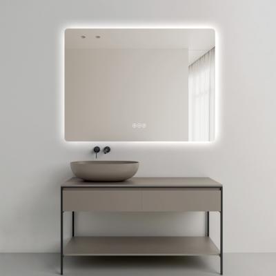 China Dimmable Wall Mounted Rectangular Bathroom Mirror with LED Light 100-240V for sale