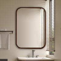 China Rectangular Wooden Framed Bathroom Mirror 19*27inch 24*31inch Wall Hanging Installation for sale