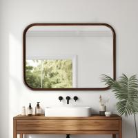 China Rectangular Wooden Framed Bathroom Mirror 19*27inch 24*31inch Wall Hanging Installation for sale