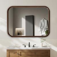 China Rectangular Wooden Framed Bathroom Mirror 19*27inch 24*31inch Wall Hanging Installation for sale