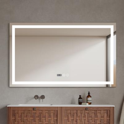China Anti Fog Frameless Rectangular Wall Mounted Mirror 24x31 inch with Dimmable LED for sale