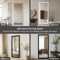 China Vintage Wooden Framed LED Full Length Mirror 60x170cm Wall Mounted Floor Standing for sale