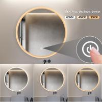 China Acrylic Framed Round Bathroom Mirror 60cm 70cm 80cm Smart LED Vanity Mirror with Aluminum Backing for sale