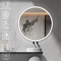 China Acrylic Framed Round Bathroom Mirror 60cm 70cm 80cm Smart LED Vanity Mirror with Aluminum Backing for sale